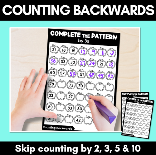 Counting Backwards - Skip Counting Number Patterns with multiples of 2 ...