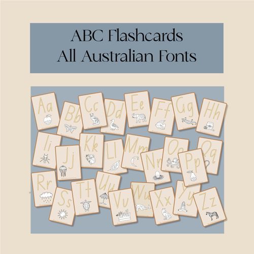 ABC Flashcards- All Australian Fonts - Mrs Learning Bee