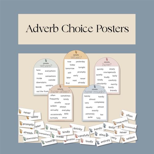 Adverb Choice Posters and Flashcards - Mrs Learning Bee