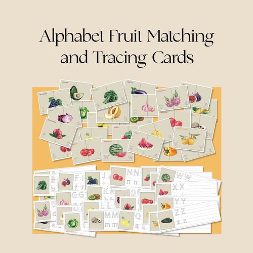 Alphabet Fruit Matching and Tracing Cards - Mrs Learning Bee