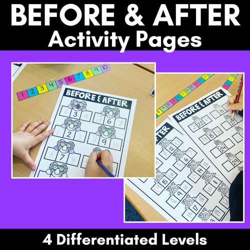 Number Before & After Worksheets - Mrs Learning Bee