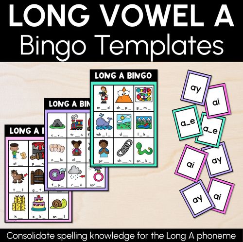 Long Vowel A BINGO Game - Phonics Activities - Mrs Learning Bee