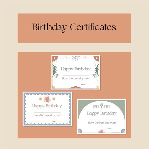 Birthday Certificates - Mrs Learning Bee