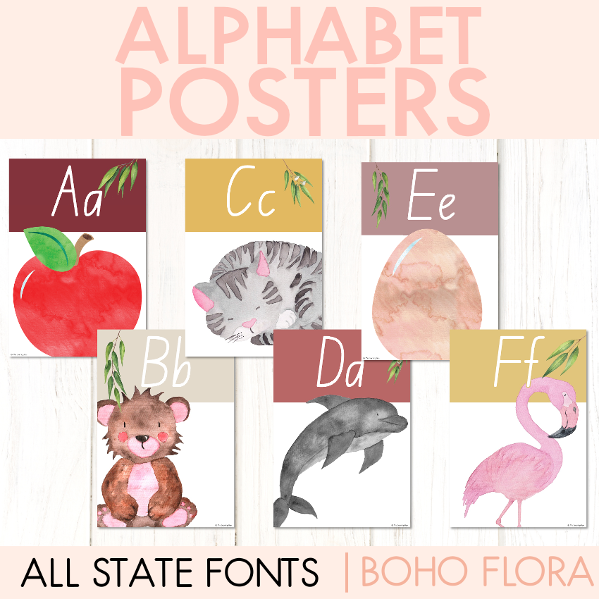 Alphabet Posters - Boho Flora - Mrs Learning Bee