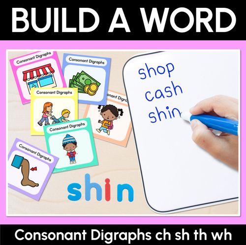 CH SH TH WH Consonant Digraph Word Building Cards - Mrs Learning Bee
