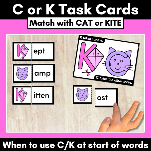 Cat or Kite Task Cards - when to use C or K at the beginning of words ...