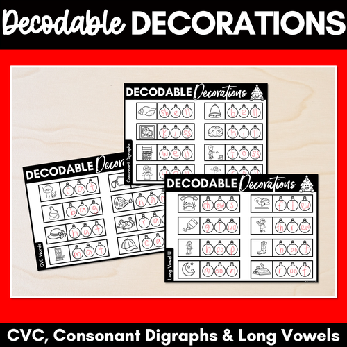 Christmas Phonics - Decodable Decorations - CVC Words, Consonant ...