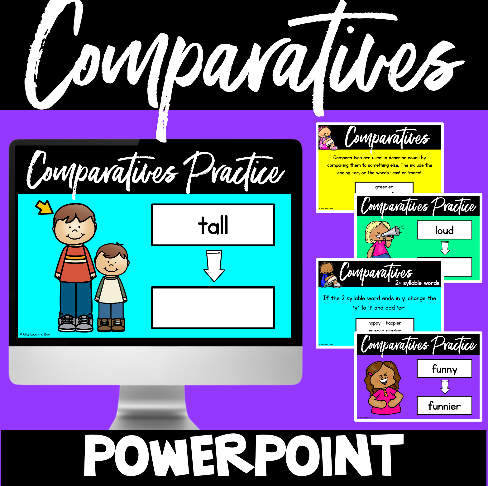 Comparative Adjectives PowerPoint Slides - Mrs Learning Bee