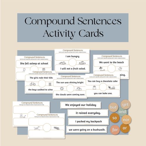 Compound Sentences Activity Cards - Mrs Learning Bee