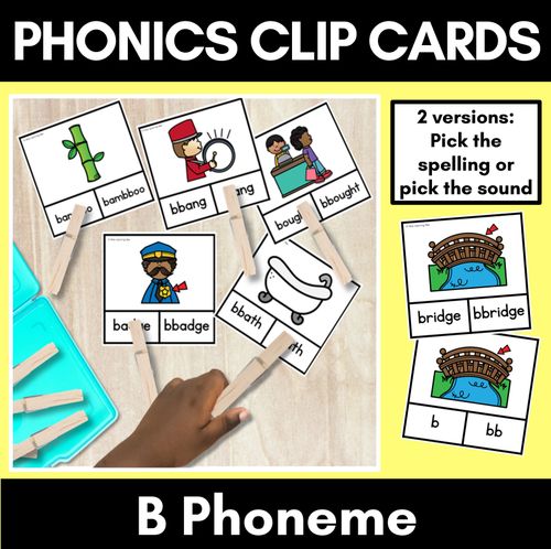 Consonant Phoneme B Clip Cards - B, BB - Consonant Sounds Phonics Game ...