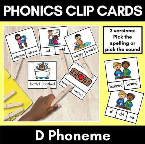 Consonant Phoneme D Clip Cards - D, DD, ED - Consonant Sounds Phonics Game
