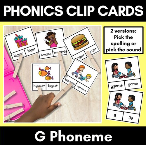 Consonant Phoneme G Clip Cards - G, GG - Consonant Sounds Phonics Game