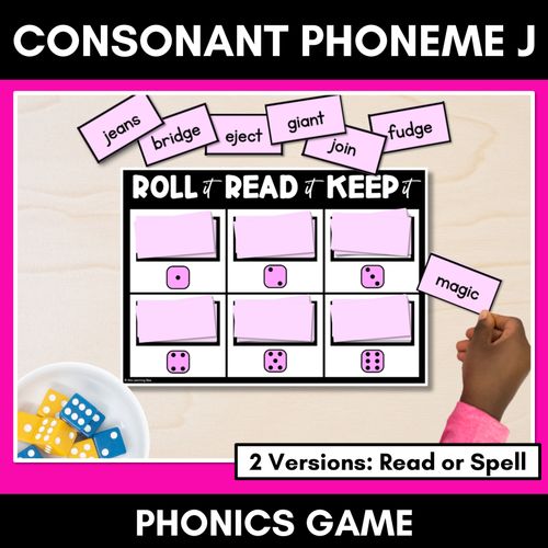CONSONANT PHONEME J, G, DGE PHONICS GAME - Roll It, Read It or Spell It ...