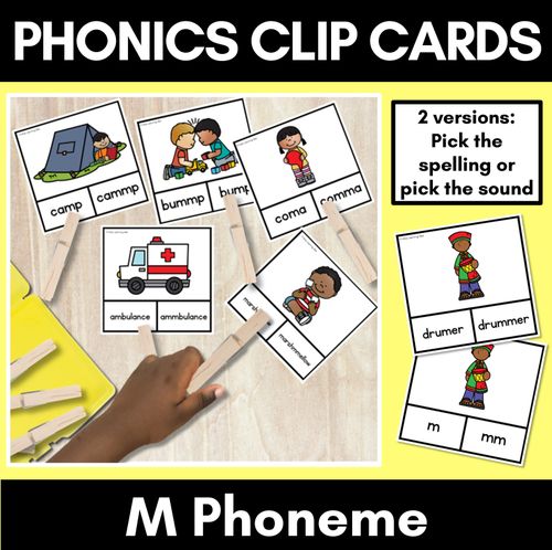 Consonant Phoneme M Clip Cards - M, MM - Consonant Sounds Phonics Game ...