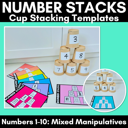 Number Stacks - Cup Stacking Templates - Numbers 1-10 - Dice, Fingers ...