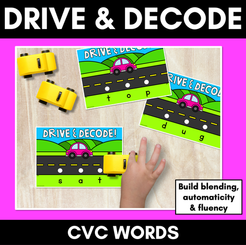 Blending CVC Words with Cars - Drive & Decode - Mrs Learning Bee