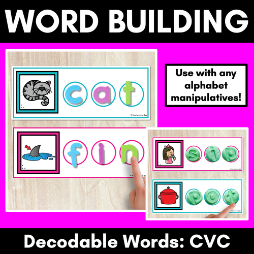 Decodable Word Building Cards - CVC Words Activity - Mrs Learning Bee