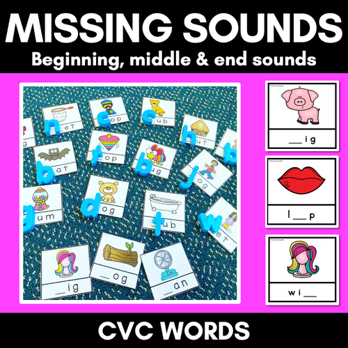 Missing Sound Task Cards- Phonemic Awareness with CVC Words - Mrs ...