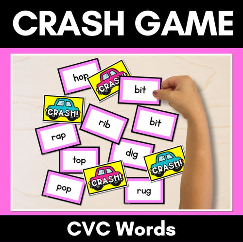 CVC WORDS CARD GAME - Crash CVC Activity - Mrs Learning Bee