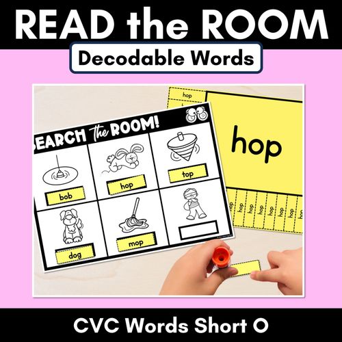 READ THE ROOM - Decodable Words Phonics Activity - CVC Short O Words ...
