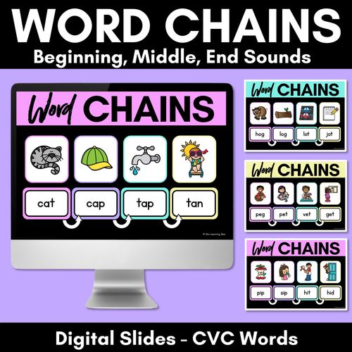 CVC Word Chains for Beginning, Middle & End Sounds - Decodable ...