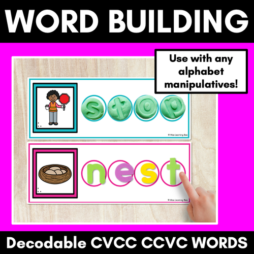 Decodable Word Building Cards - CVCC CCVC Words Activity - Mrs Learning Bee