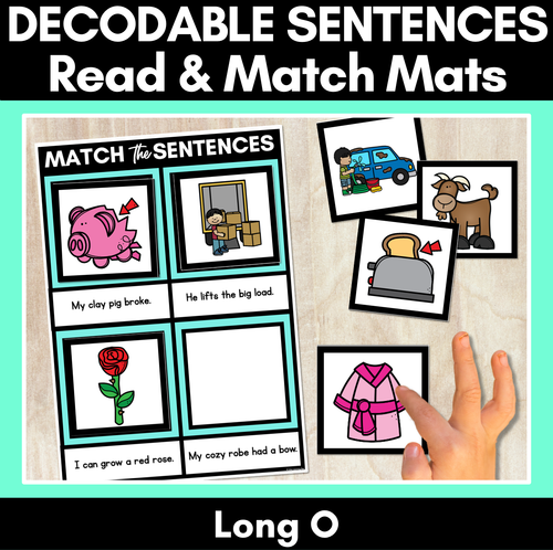 Long Vowel O Decodable Sentences Mats - Read & Match - Mrs Learning Bee
