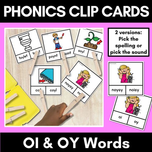 Diphthong Clip Cards OY OI WORDS - Diphthong Phonics Task Cards - Mrs ...