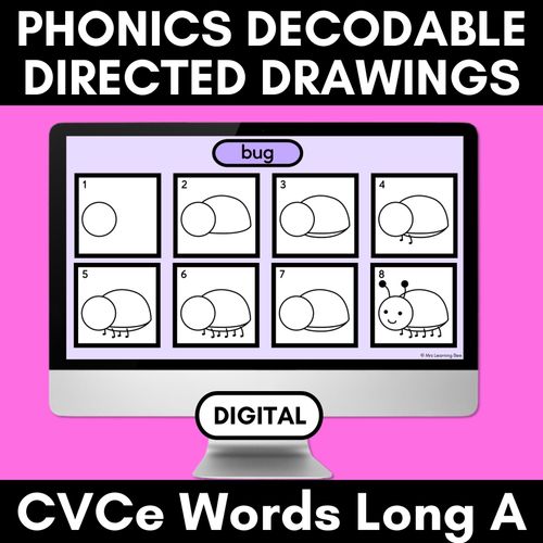 DIGITAL PHONICS DECODABLE DIRECTED DRAWINGS - CVCe Words Long A - Mrs ...