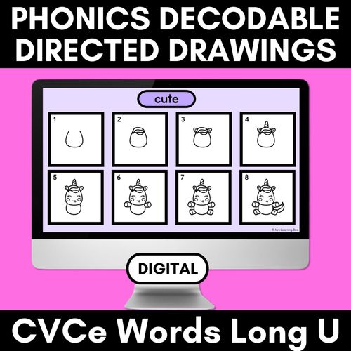 DIGITAL PHONICS DECODABLE DIRECTED DRAWINGS - CVCe Words Long U - Mrs ...
