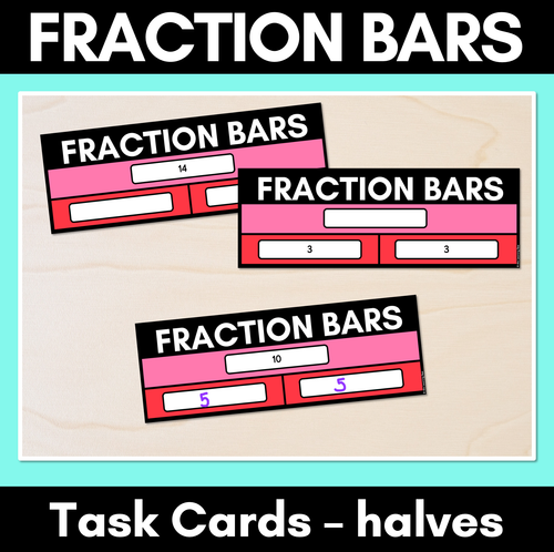 Fraction Bars Task Cards - halves - Mrs Learning Bee