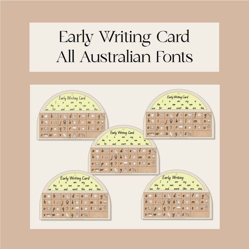 Early Writing Card- All Australian Fonts - Mrs Learning Bee