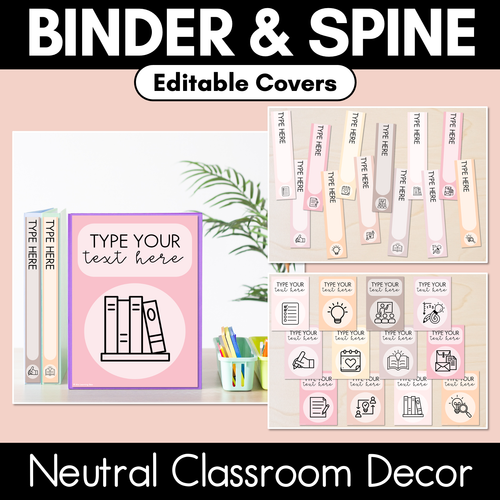 Editable Binder & Spine Labels - Neutral Classroom Decor - Mrs Learning Bee