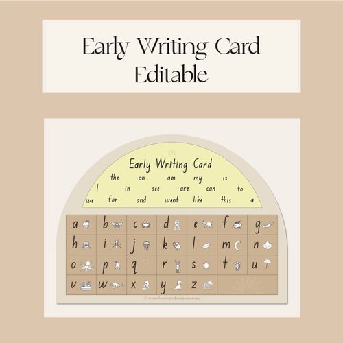 Early Writing Card- Editable Font - Mrs Learning Bee