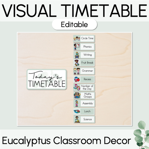 EUCALYPTUS CLASSROOM DECOR Visual Timetable - Mrs Learning Bee