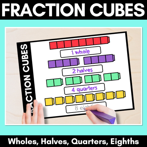 Fraction Cubes - Wholes, Halves, Quarters, Eighths - Mrs Learning Bee