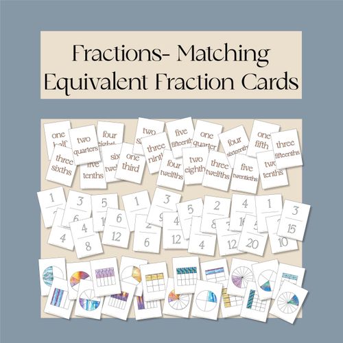 Fractions- Matching Equivalent Fractions Cards - Mrs Learning Bee