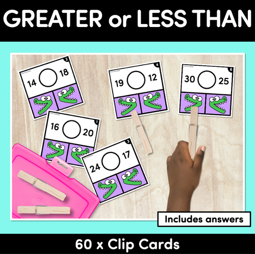 GREATER THAN LESS THAN Clip Cards - Mrs Learning Bee