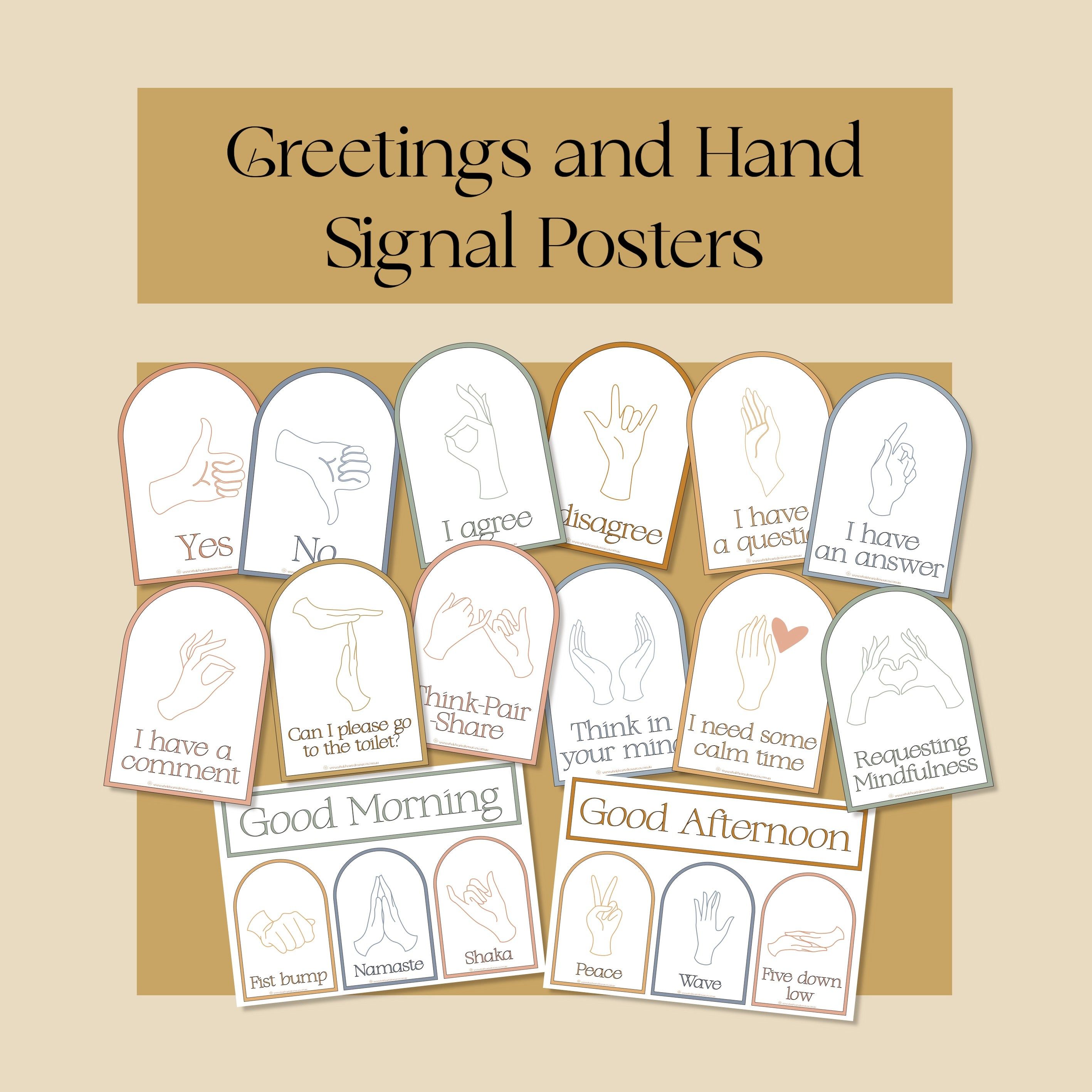Greetings and Hand Signal Posters - Mrs Learning Bee