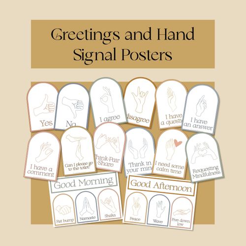Greetings and Hand Signal Posters - Mrs Learning Bee