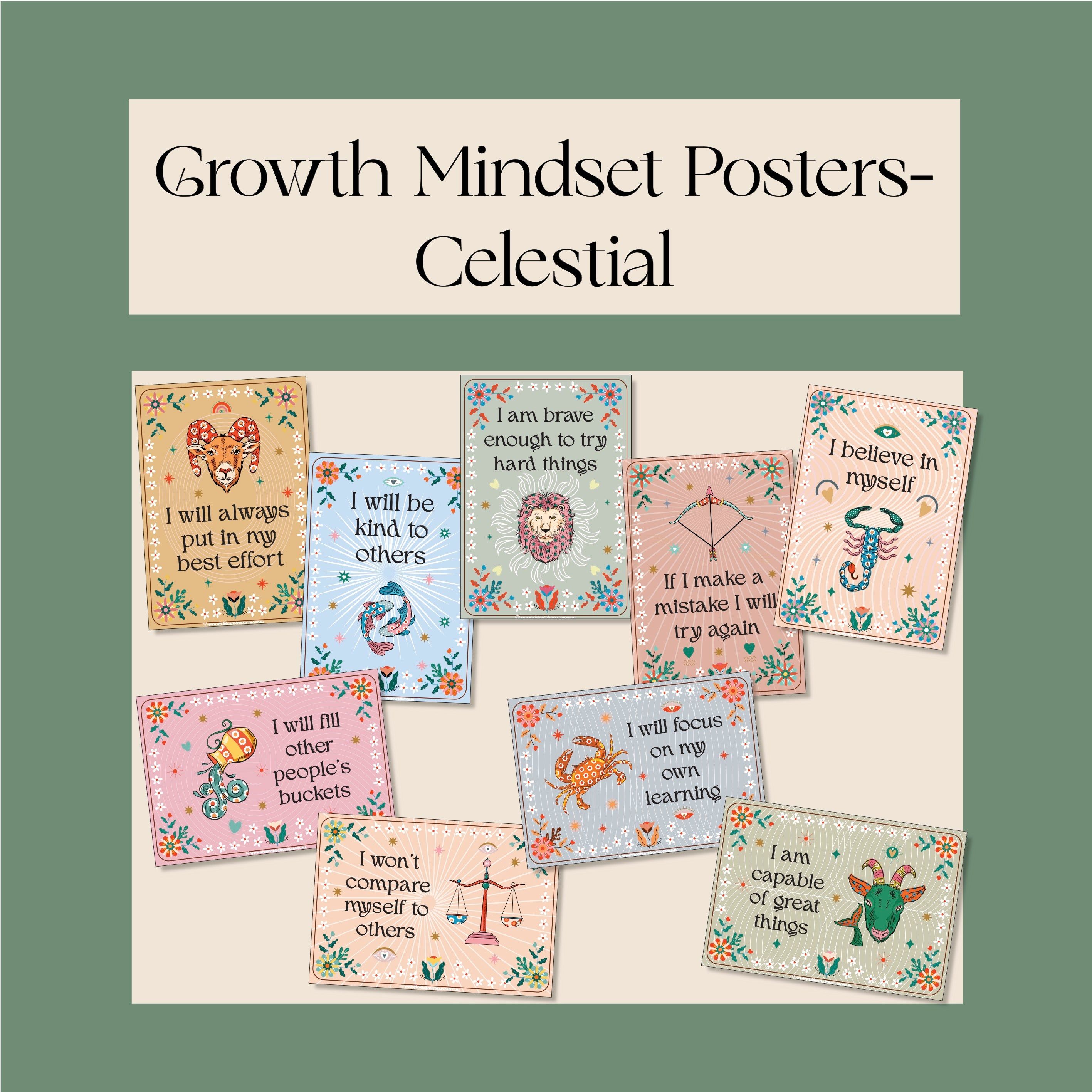 Growth Mindset Posters- Celestial - Mrs Learning Bee