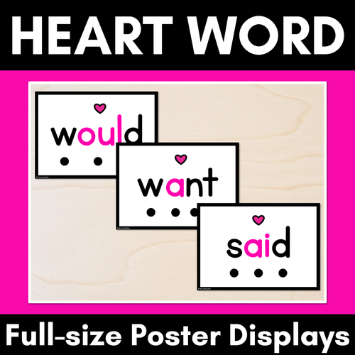 Heart Word Full-Size Posters - Mrs Learning Bee