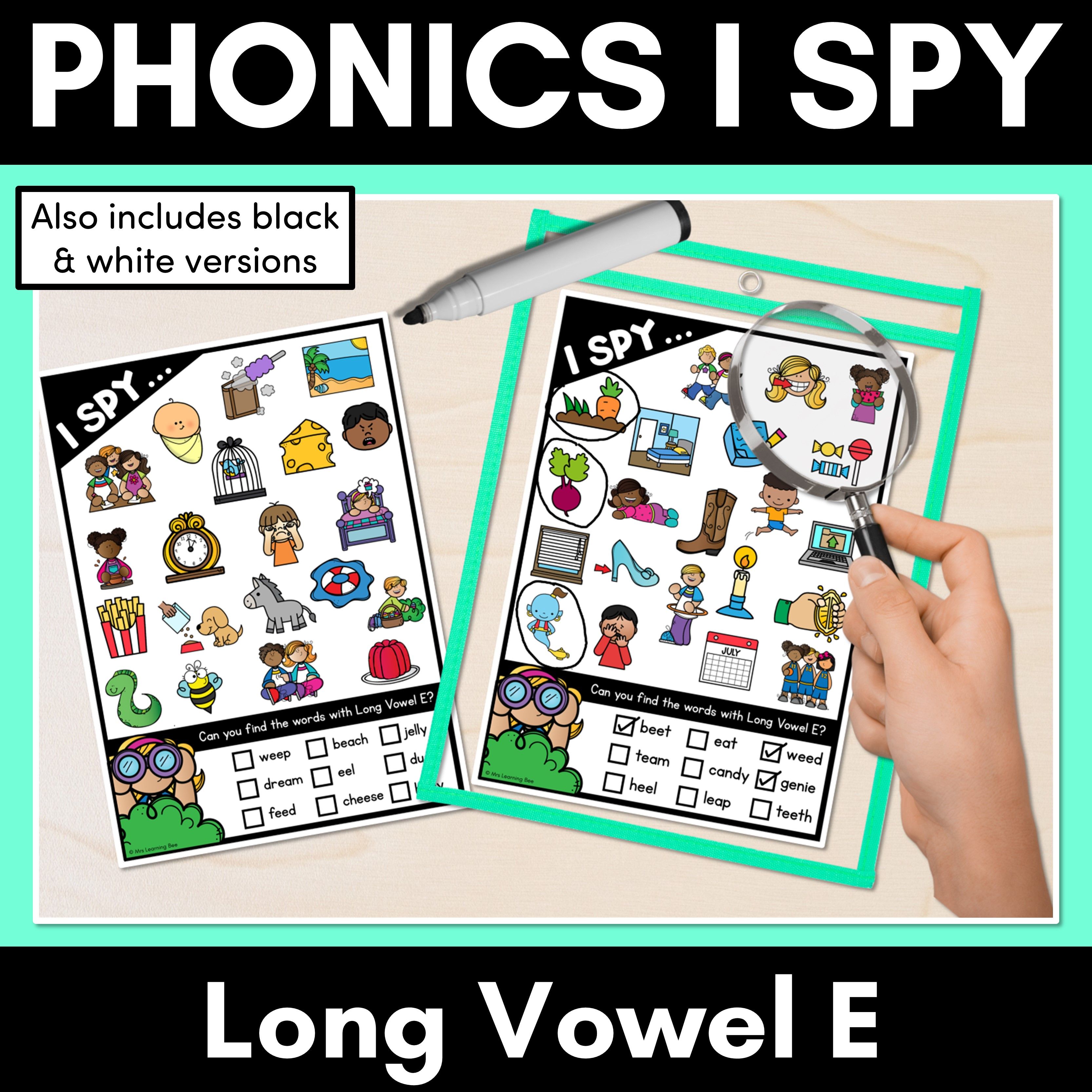 I SPY for LONG VOWEL E WORDS - Decodable Words - 1st & 2nd Grade ...