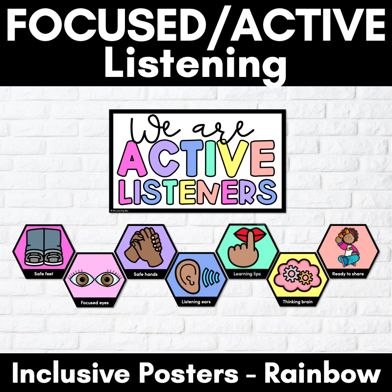 Focused/Active Listening Posters - Inclusive Display - Rainbow - Mrs ...