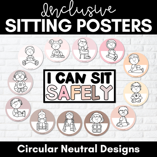 Inclusive Sitting Posters & Display - Circular Neutral Design - Mrs ...