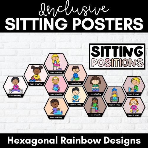 Inclusive Sitting Posters & Display - Hexagonal Neutral Design - Mrs ...