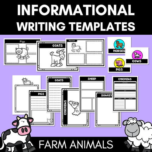 INFORMATIVE TEXT WRITING TEMPLATES - Farm Animals Writing Templates for K-2
