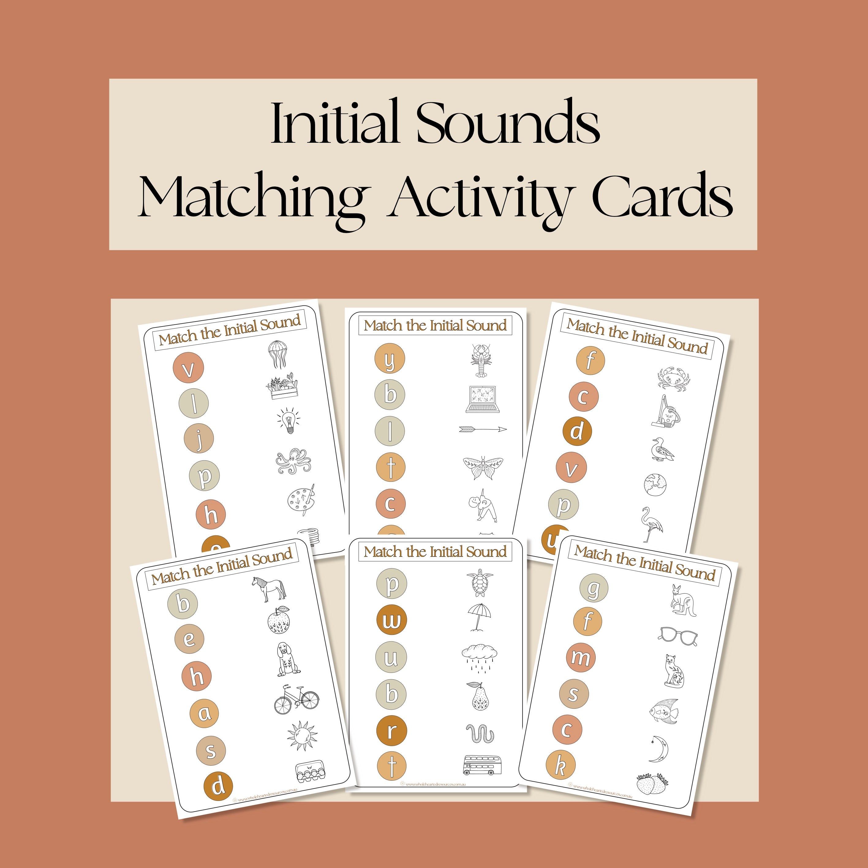 Initial Sounds Matching Activity Cards - Mrs Learning Bee