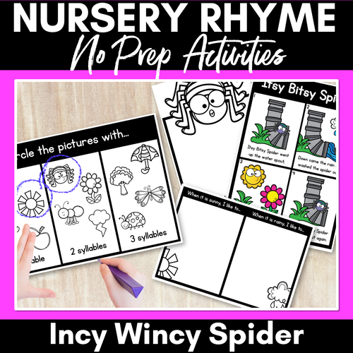 Incy Wincy Spider Nursery Rhyme Worksheets - Mrs Learning Bee