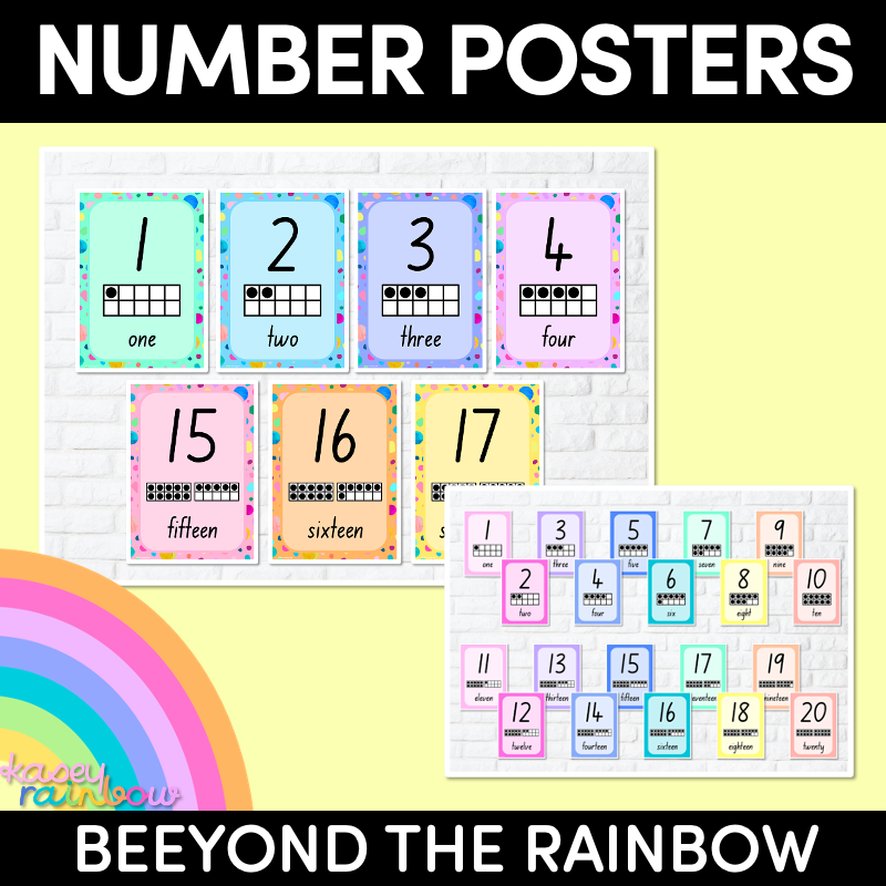 NUMBER POSTERS - The Kasey Rainbow Collection - Mrs Learning Bee